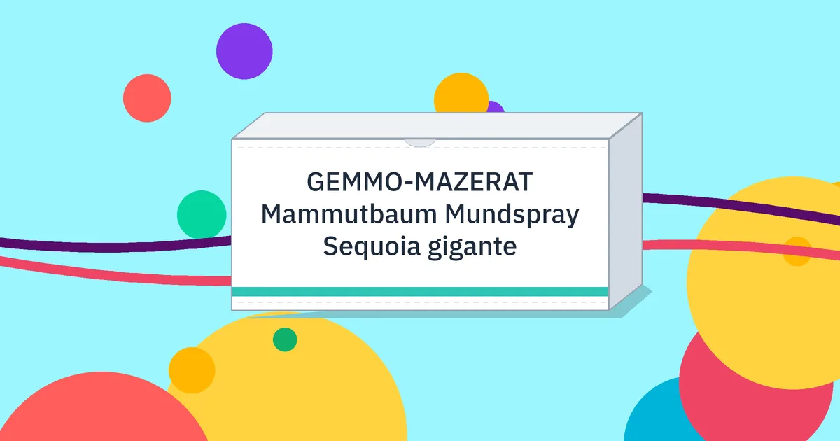 Symbolbild: Packung mit der Aufschrift GEMMO-MAZERAT Mammutbaum Mundspray Sequoia gigante (PZN 19842339) – Verfügbarkeit und Bezug in Apotheken in Frankfurt am Main