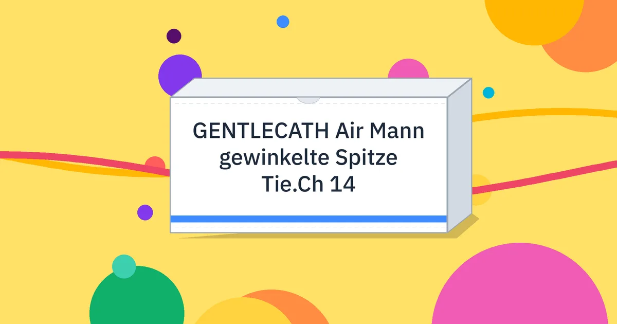 Symbolbild: Packung mit der Aufschrift GENTLECATH Air Mann gewinkelte Spitze Tie.Ch 14 (PZN 17447113) – Verfügbarkeit und Bezug in Apotheken in Frankfurt am Main