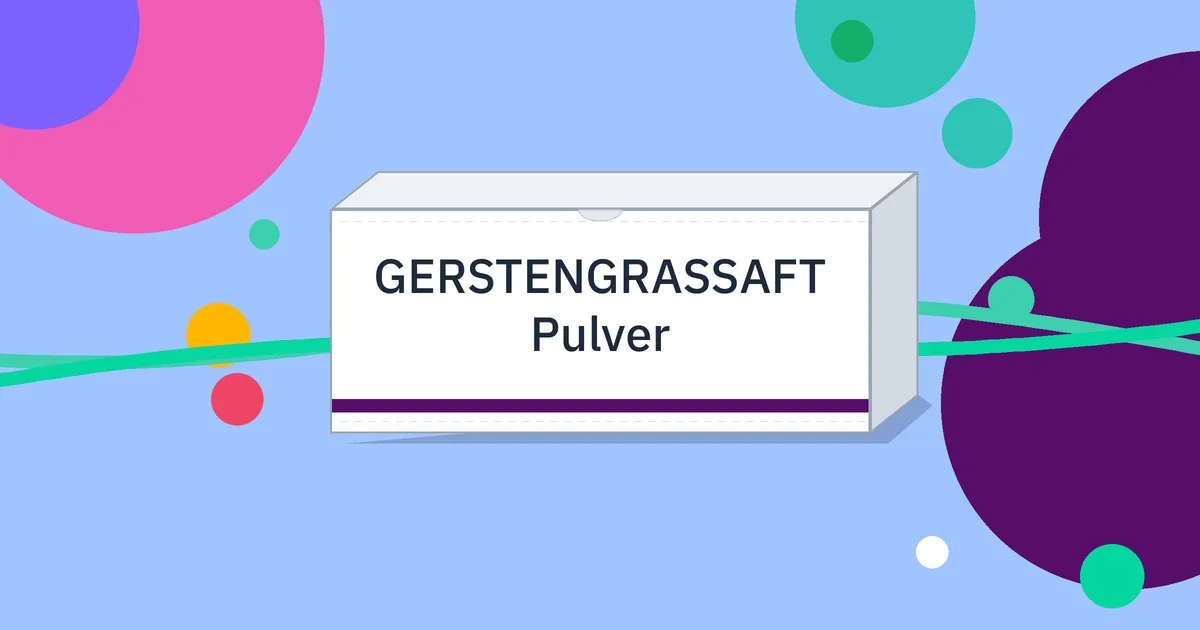 Symbolbild: Packung mit der Aufschrift GERSTENGRASSAFT Pulver (PZN 16333896) – Verfügbarkeit und Bezug in Apotheken in Frankfurt am Main
