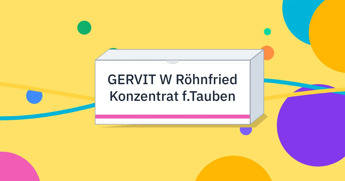 Symbolbild: Packung mit der Aufschrift GERVIT W Röhnfried Konzentrat f.Tauben (PZN 02703119) – Verfügbarkeit und Bezug in Apotheken in Frankfurt am Main