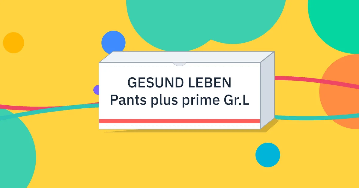 Symbolbild: Packung mit der Aufschrift GESUND LEBEN Pants plus prime Gr.L (PZN 04962204) – Verfügbarkeit und Bezug in Apotheken in Frankfurt am Main