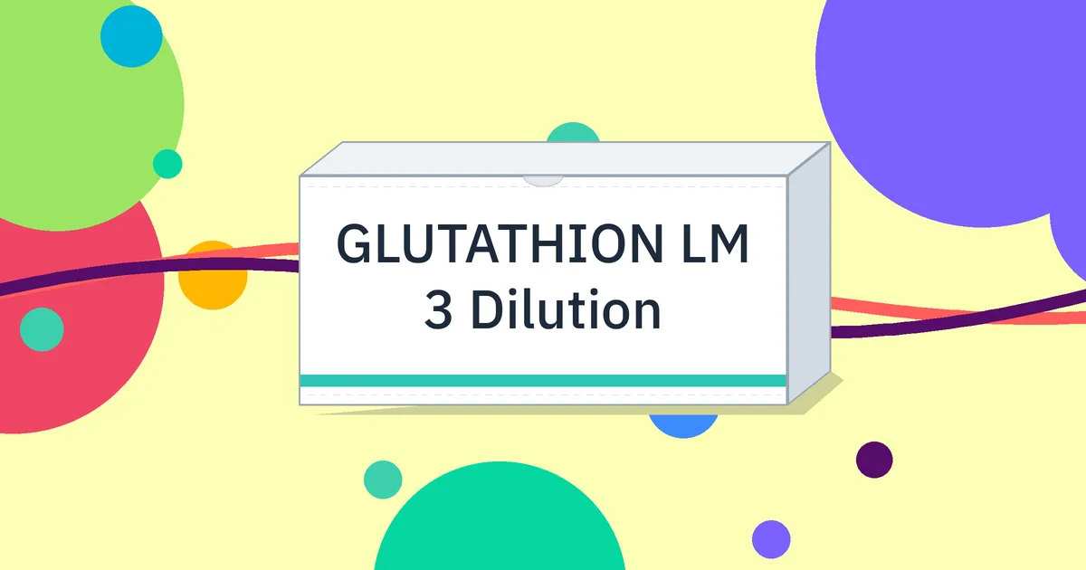 Symbolbild: Packung mit der Aufschrift GLUTATHION LM 3 Dilution (PZN 12879776) – Verfügbarkeit und Bezug in Apotheken in Frankfurt am Main