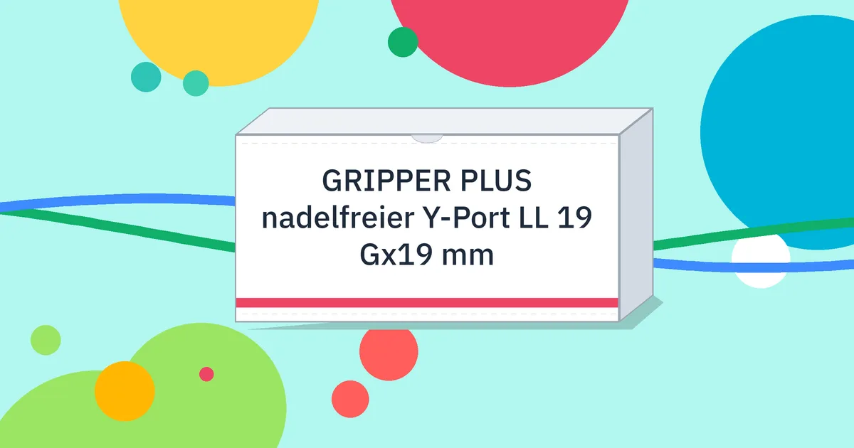 Symbolbild: Packung mit der Aufschrift GRIPPER PLUS nadelfreier Y-Port LL 19 Gx19 mm (PZN 09676288) – Verfügbarkeit und Bezug in Apotheken in Frankfurt am Main