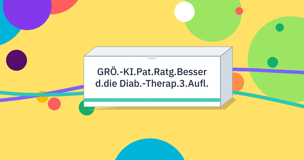 Symbolbild: Packung mit der Aufschrift GRÖ.-KI.Pat.Ratg.Besser d.die Diab.-Therap.3.Aufl. (PZN 12894528) – Verfügbarkeit und Bezug in Apotheken in Frankfurt am Main