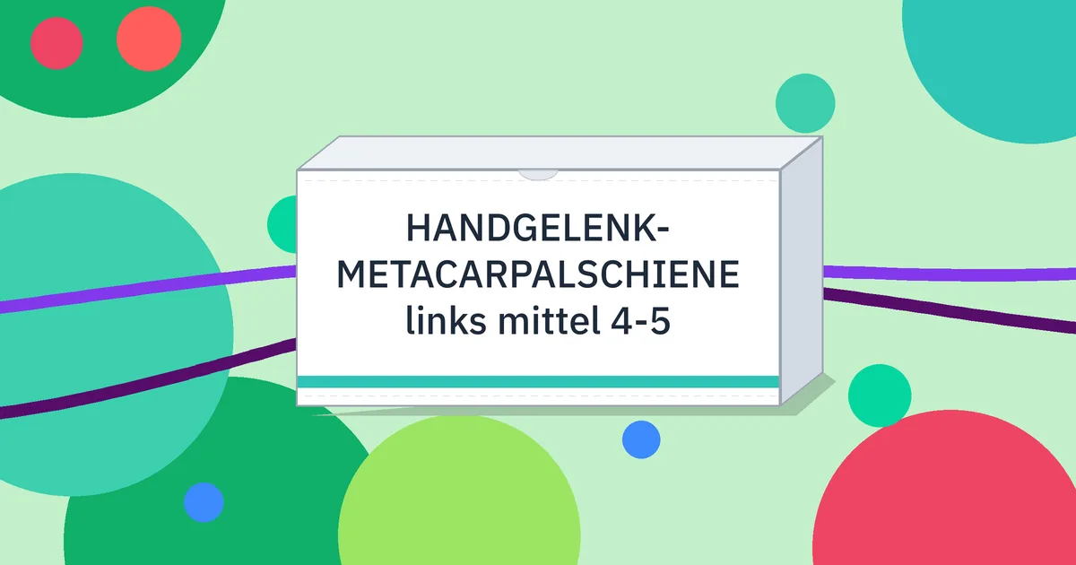 Symbolbild: Packung mit der Aufschrift HANDGELENK-METACARPALSCHIENE links mittel 4-5 (PZN 02072587) – Verfügbarkeit und Bezug in Apotheken in Frankfurt am Main