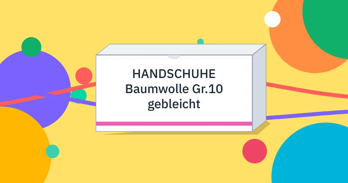 Symbolbild: Packung mit der Aufschrift HANDSCHUHE Baumwolle Gr.10 gebleicht (PZN 01468952) – Verfügbarkeit und Bezug in Apotheken in Frankfurt am Main