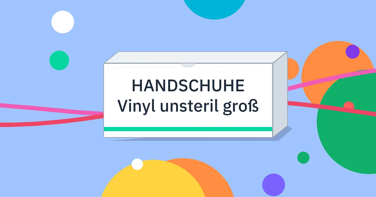 Symbolbild: Packung mit der Aufschrift HANDSCHUHE Vinyl unsteril groß (PZN 03365044) – Verfügbarkeit und Bezug in Apotheken in Frankfurt am Main