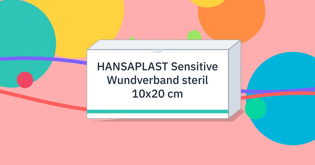 Symbolbild: Packung mit der Aufschrift HANSAPLAST Sensitive Wundverband steril 10x20 cm (PZN 16760090) – Verfügbarkeit und Bezug in Apotheken in Frankfurt am Main
