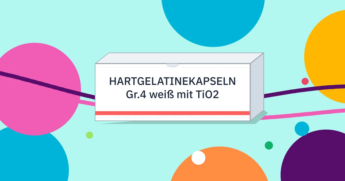 Symbolbild: Packung mit der Aufschrift HARTGELATINEKAPSELN Gr.4 weiß mit TiO2 (PZN 18770566) – Verfügbarkeit und Bezug in Apotheken in Frankfurt am Main
