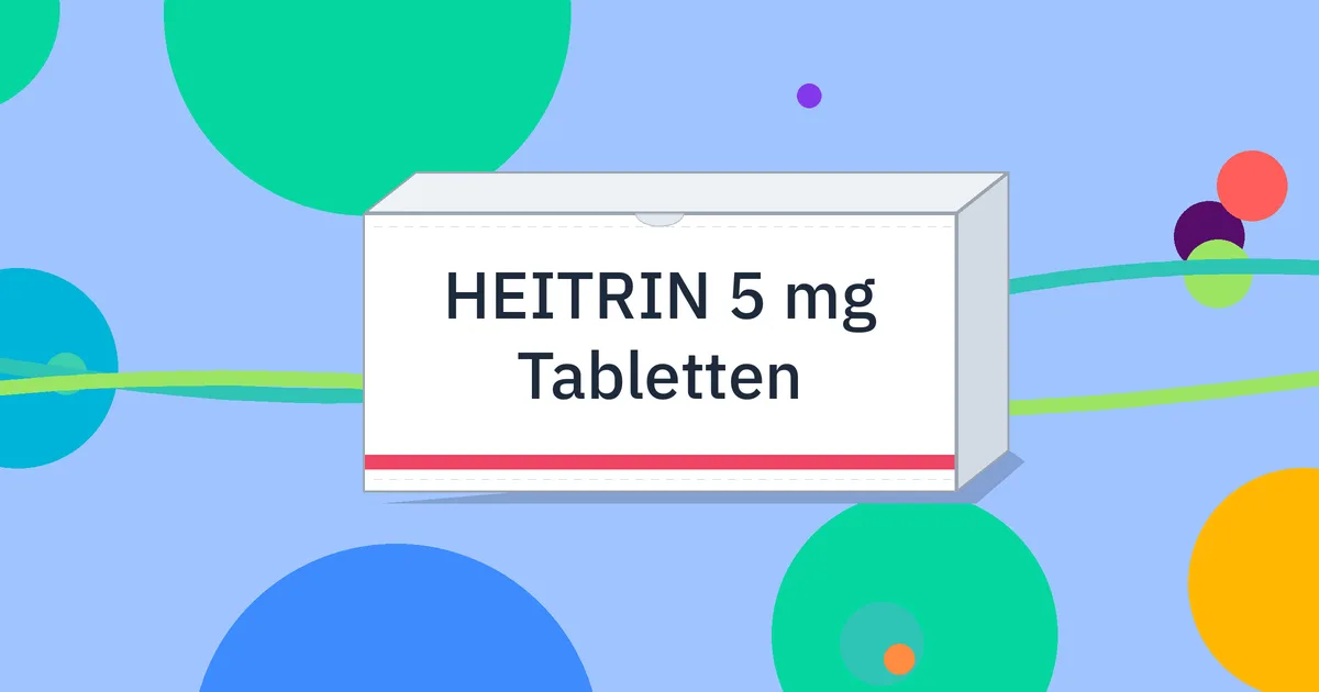 Symbolbild: Packung mit der Aufschrift HEITRIN 5 mg Tabletten (PZN 03000816) – Verfügbarkeit und Bezug in Apotheken in Frankfurt am Main