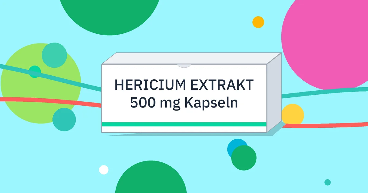 Symbolbild: Packung mit der Aufschrift HERICIUM EXTRAKT 500 mg Kapseln (PZN 09202969) – Verfügbarkeit und Bezug in Apotheken in Frankfurt am Main