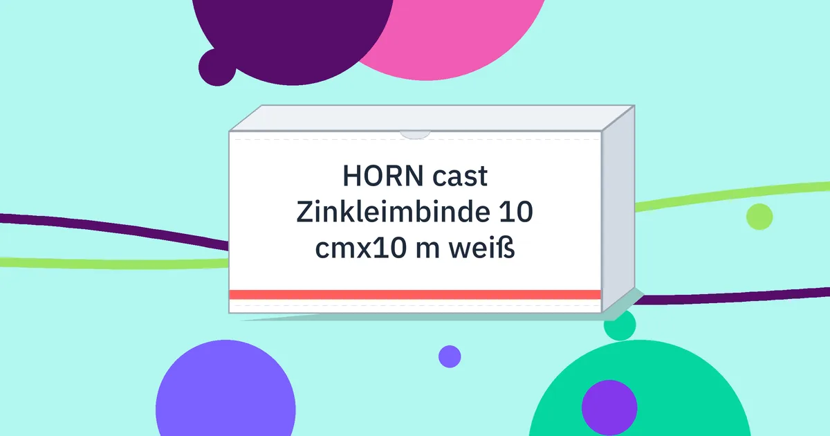 Symbolbild: Packung mit der Aufschrift HORN cast Zinkleimbinde 10 cmx10 m weiß (PZN 03686239) – Verfügbarkeit und Bezug in Apotheken in Frankfurt am Main