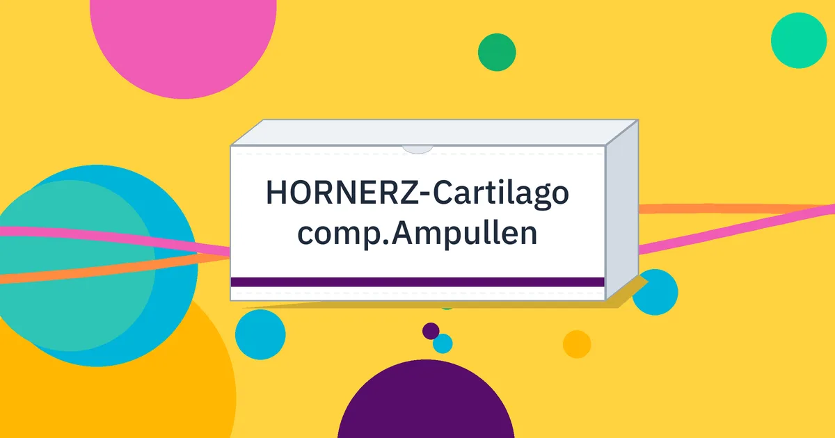 Symbolbild: Packung mit der Aufschrift HORNERZ-Cartilago comp.Ampullen (PZN 01751582) – Verfügbarkeit und Bezug in Apotheken in Frankfurt am Main