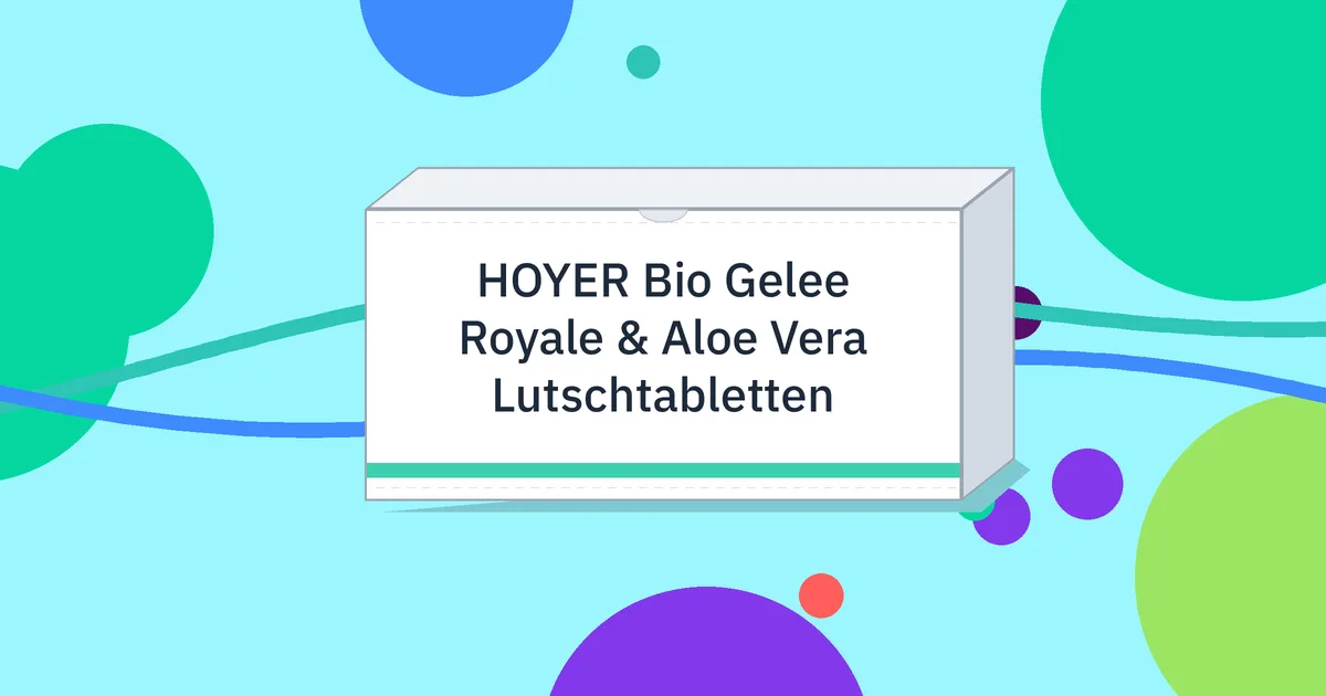 Symbolbild: Packung mit der Aufschrift HOYER Bio Gelee Royale & Aloe Vera Lutschtabletten (PZN 04704471) – Verfügbarkeit und Bezug in Apotheken in Frankfurt am Main