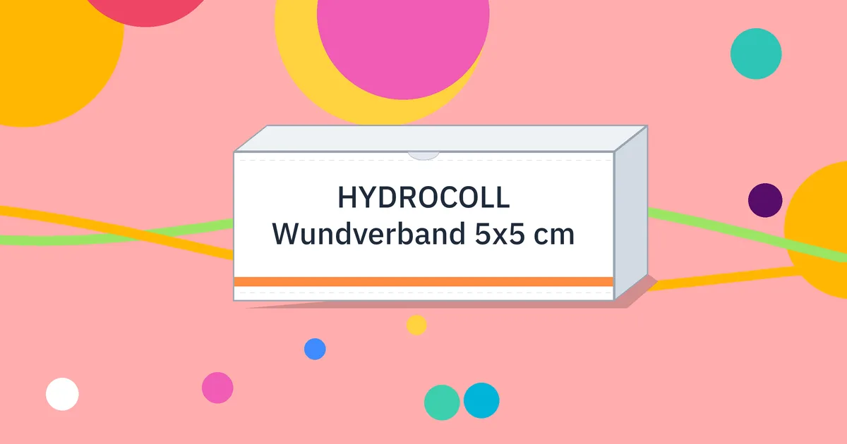 Symbolbild: Packung mit der Aufschrift HYDROCOLL Wundverband 5x5 cm (PZN 18127698) – Verfügbarkeit und Bezug in Apotheken in Frankfurt am Main