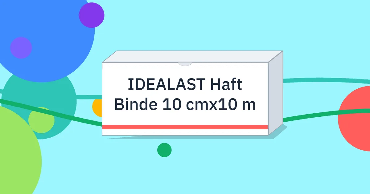 Symbolbild: Packung mit der Aufschrift IDEALAST Haft Binde 10 cmx10 m (PZN 11318544) – Verfügbarkeit und Bezug in Apotheken in Frankfurt am Main