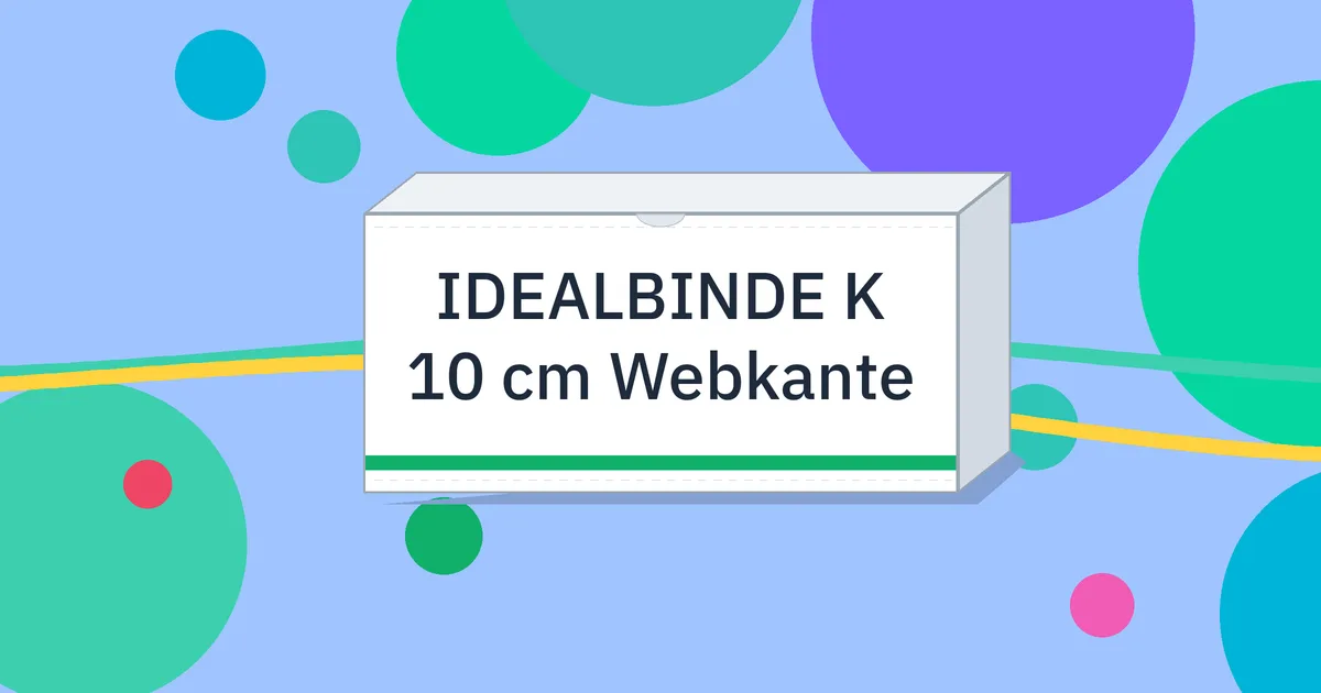 Symbolbild: Packung mit der Aufschrift IDEALBINDE K 10 cm Webkante (PZN 04778989) – Verfügbarkeit und Bezug in Apotheken in Frankfurt am Main
