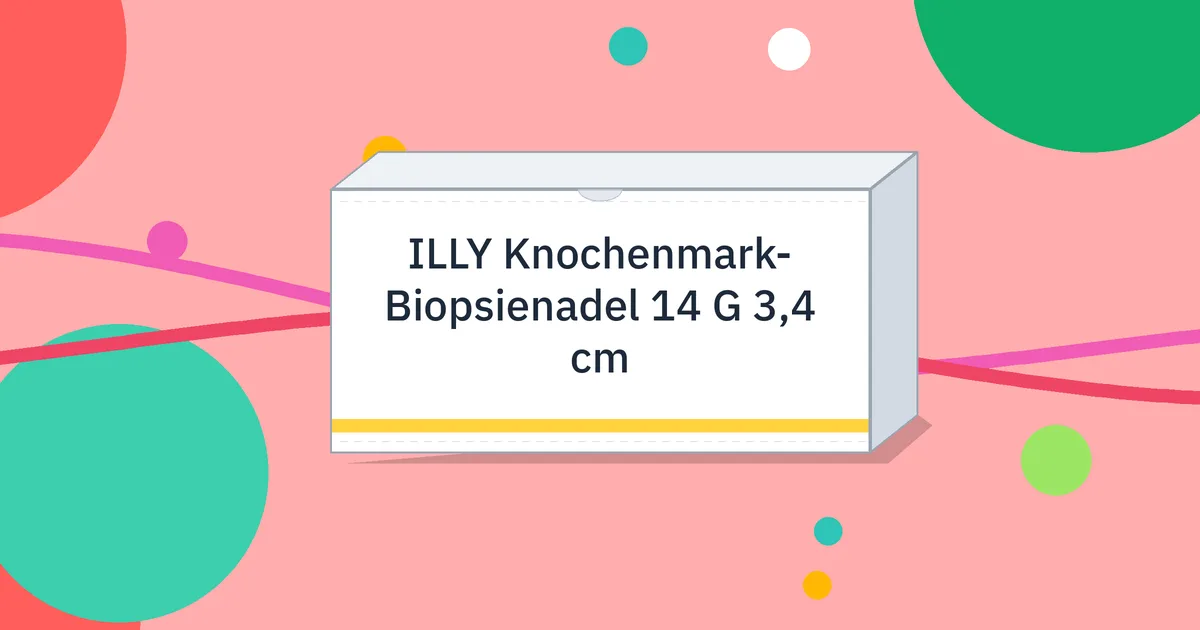 Symbolbild: Packung mit der Aufschrift ILLY Knochenmark-Biopsienadel 14 G 3,4 cm (PZN 06124430) – Verfügbarkeit und Bezug in Apotheken in Frankfurt am Main