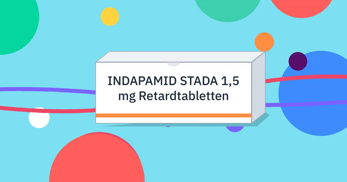 Symbolbild: Packung mit der Aufschrift INDAPAMID STADA 1,5 mg Retardtabletten (PZN 03286534) – Verfügbarkeit und Bezug in Apotheken in Frankfurt am Main