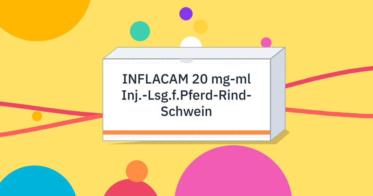 Symbolbild: Packung mit der Aufschrift INFLACAM 20 mg-ml Inj.-Lsg.f.Pferd-Rind-Schwein (PZN 10170401) – Verfügbarkeit und Bezug in Apotheken in Frankfurt am Main