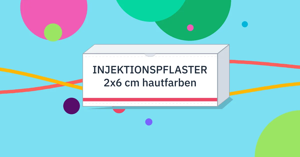 Symbolbild: Packung mit der Aufschrift INJEKTIONSPFLASTER 2x6 cm hautfarben (PZN 09781631) – Verfügbarkeit und Bezug in Apotheken in Frankfurt am Main