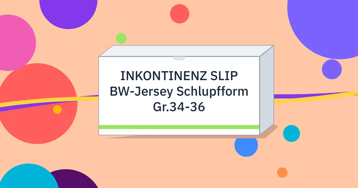 Symbolbild: Packung mit der Aufschrift INKONTINENZ SLIP BW-Jersey Schlupfform Gr.34-36 (PZN 10217657) – Verfügbarkeit und Bezug in Apotheken in Frankfurt am Main