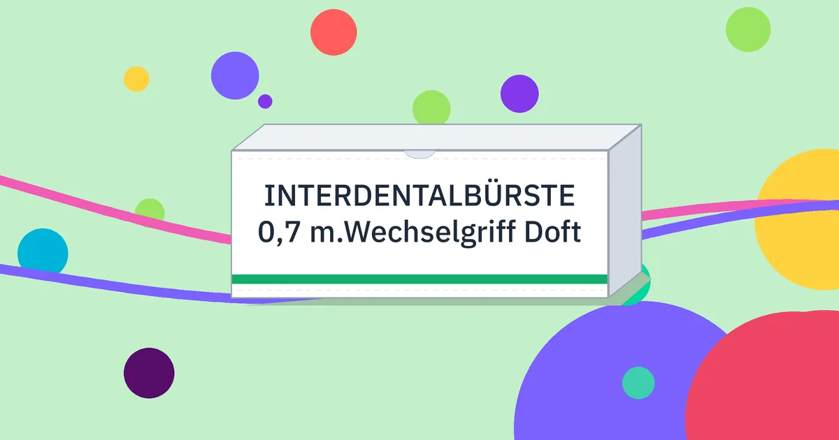 Symbolbild: Packung mit der Aufschrift INTERDENTALBÜRSTE 0,7 m.Wechselgriff Doft (PZN 03109453) – Verfügbarkeit und Bezug in Apotheken in Frankfurt am Main
