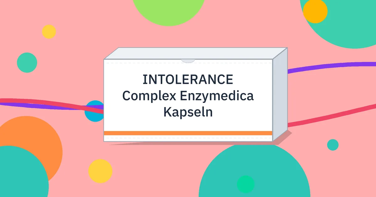 Symbolbild: Packung mit der Aufschrift INTOLERANCE Complex Enzymedica Kapseln (PZN 11362516) – Verfügbarkeit und Bezug in Apotheken in Frankfurt am Main
