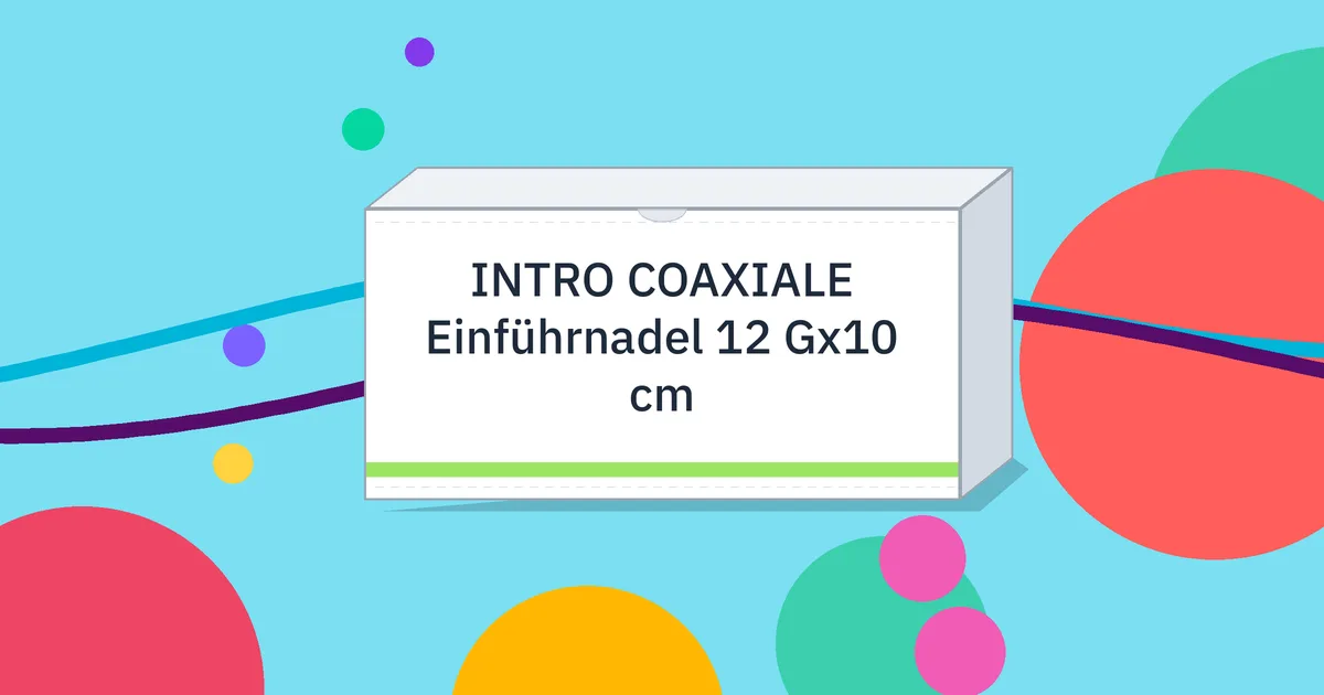 Symbolbild: Packung mit der Aufschrift INTRO COAXIALE Einführnadel 12 Gx10 cm (PZN 16918622) – Verfügbarkeit und Bezug in Apotheken in Frankfurt am Main