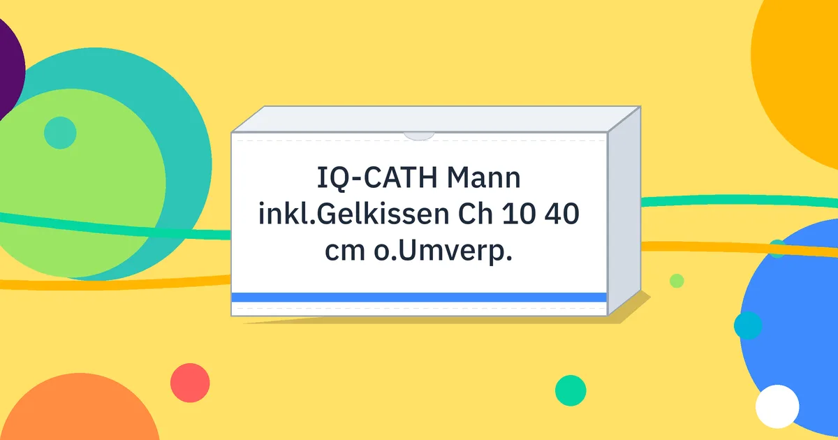 Symbolbild: Packung mit der Aufschrift IQ-CATH Mann inkl.Gelkissen Ch 10 40 cm o.Umverp. (PZN 18782629) – Verfügbarkeit und Bezug in Apotheken in Frankfurt am Main