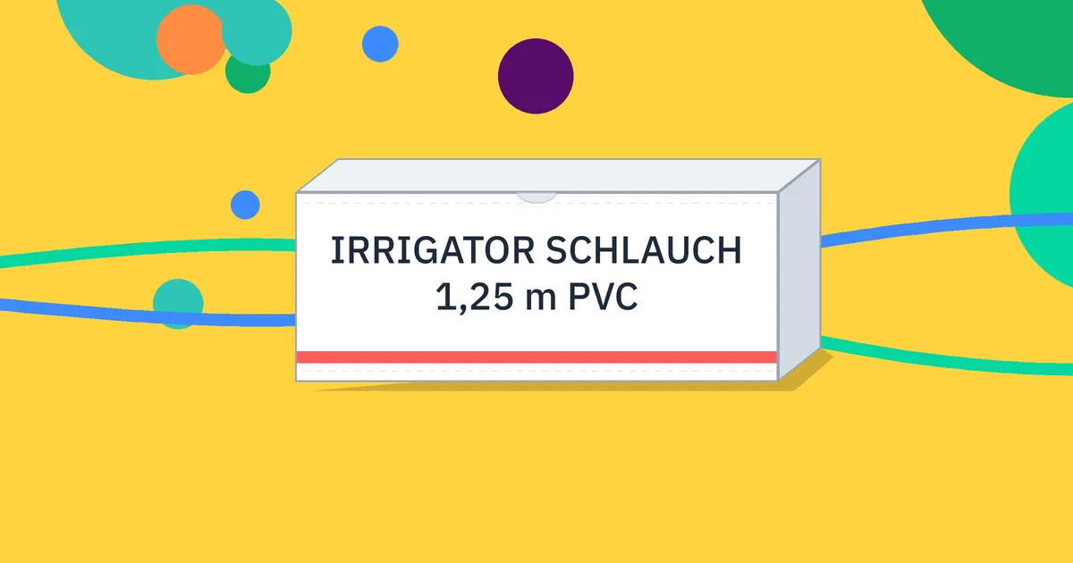 Symbolbild: Packung mit der Aufschrift IRRIGATOR SCHLAUCH 1,25 m PVC (PZN 18817262) – Verfügbarkeit und Bezug in Apotheken in Frankfurt am Main