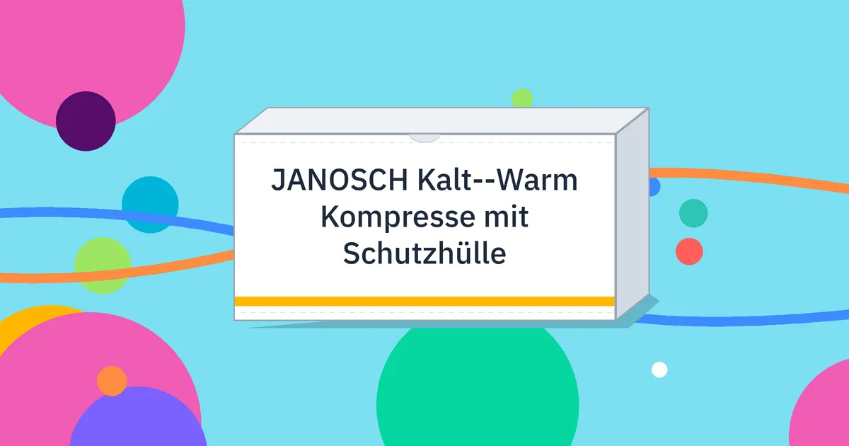 Symbolbild: Packung mit der Aufschrift JANOSCH Kalt--Warm Kompresse mit Schutzhülle (PZN 18071058) – Verfügbarkeit und Bezug in Apotheken in Frankfurt am Main