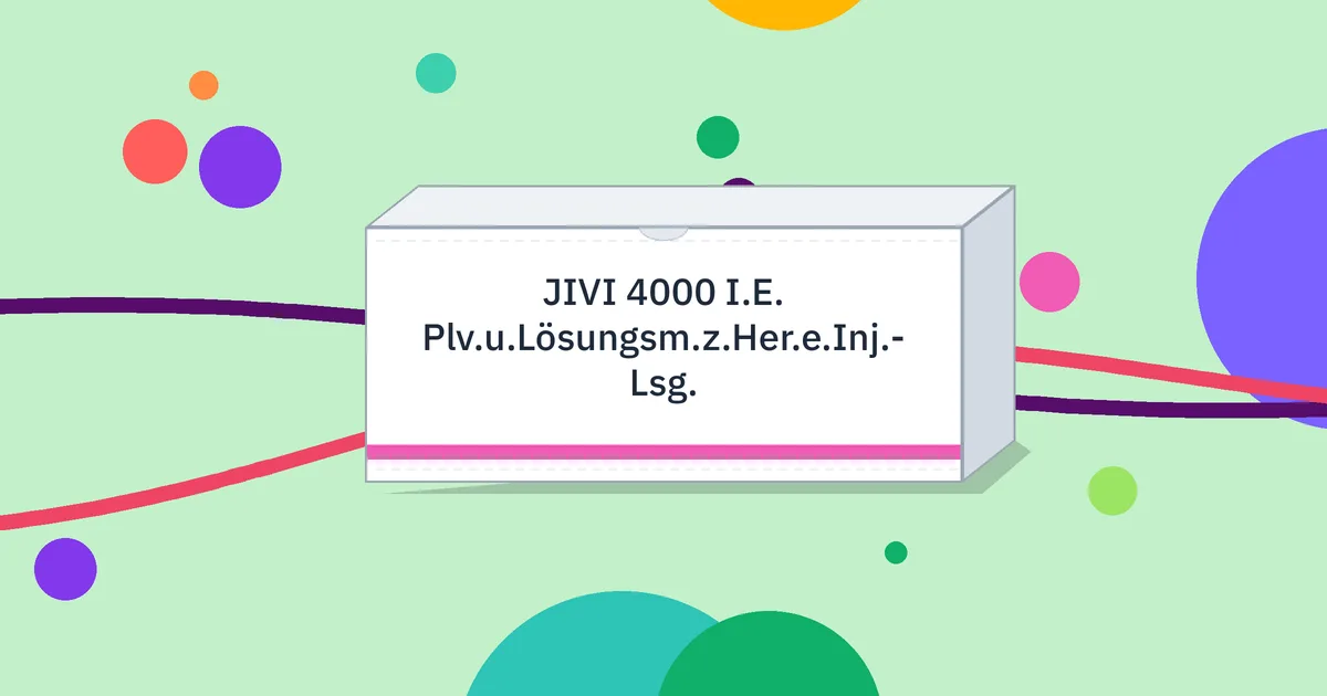 Symbolbild: Packung mit der Aufschrift JIVI 4000 I.E. Plv.u.Lösungsm.z.Her.e.Inj.-Lsg. (PZN 19449547) – Verfügbarkeit und Bezug in Apotheken in Frankfurt am Main