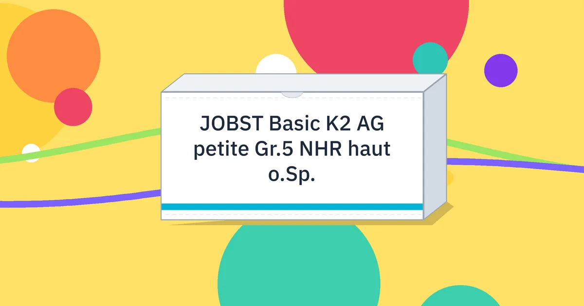 Symbolbild: Packung mit der Aufschrift JOBST Basic K2 AG petite Gr.5 NHR haut o.Sp. (PZN 11249398) – Verfügbarkeit und Bezug in Apotheken in Frankfurt am Main