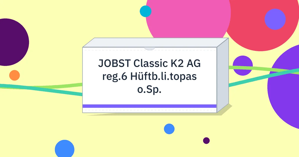 Symbolbild: Packung mit der Aufschrift JOBST Classic K2 AG reg.6 Hüftb.li.topas o.Sp. (PZN 13066348) – Verfügbarkeit und Bezug in Apotheken in Frankfurt am Main