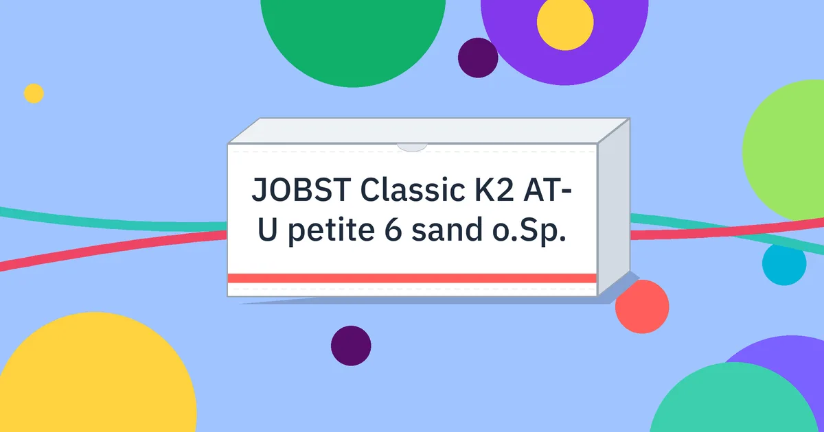 Symbolbild: Packung mit der Aufschrift JOBST Classic K2 AT-U petite 6 sand o.Sp. (PZN 13068488) – Verfügbarkeit und Bezug in Apotheken in Frankfurt am Main