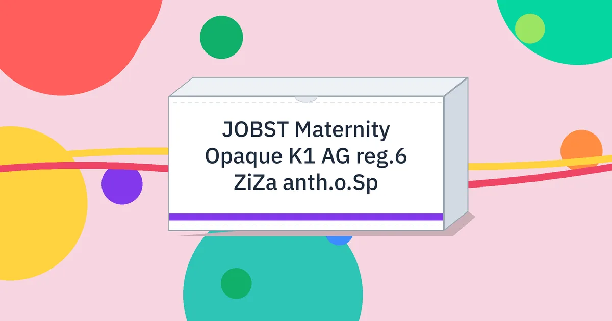 Symbolbild: Packung mit der Aufschrift JOBST Maternity Opaque K1 AG reg.6 ZiZa anth.o.Sp (PZN 15854624) – Verfügbarkeit und Bezug in Apotheken in Frankfurt am Main