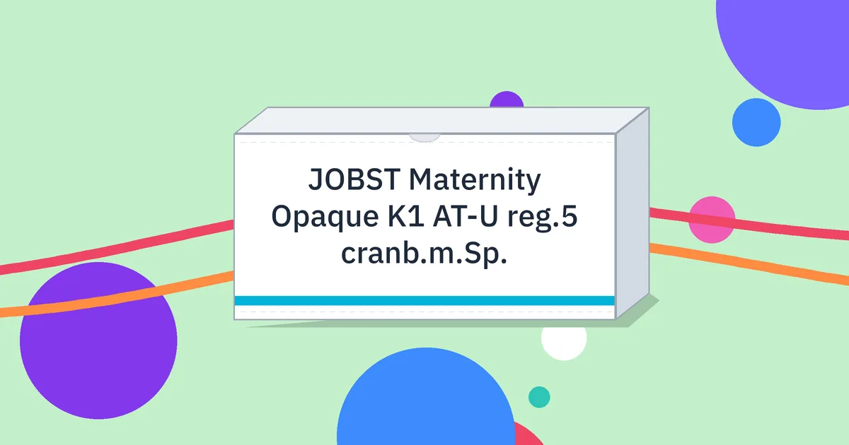 Symbolbild: Packung mit der Aufschrift JOBST Maternity Opaque K1 AT-U reg.5 cranb.m.Sp. (PZN 15857551) – Verfügbarkeit und Bezug in Apotheken in Frankfurt am Main