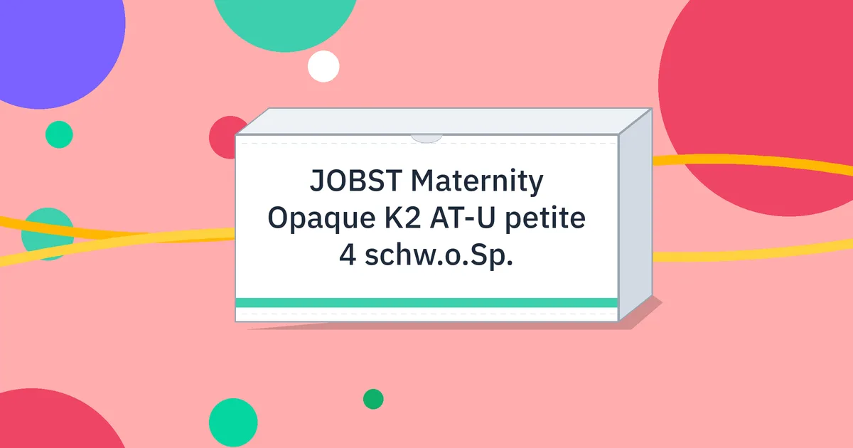 Symbolbild: Packung mit der Aufschrift JOBST Maternity Opaque K2 AT-U petite 4 schw.o.Sp. (PZN 15854156) – Verfügbarkeit und Bezug in Apotheken in Frankfurt am Main