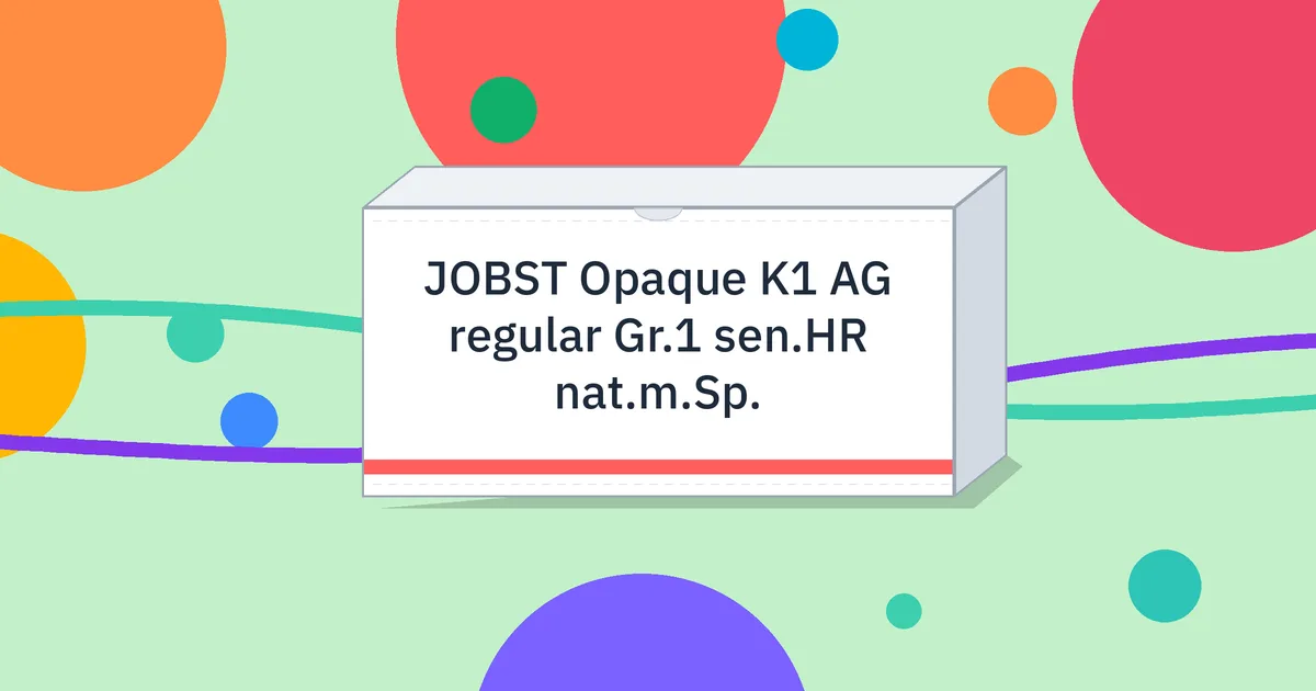 Symbolbild: Packung mit der Aufschrift JOBST Opaque K1 AG regular Gr.1 sen.HR nat.m.Sp. (PZN 13092624) – Verfügbarkeit und Bezug in Apotheken in Frankfurt am Main