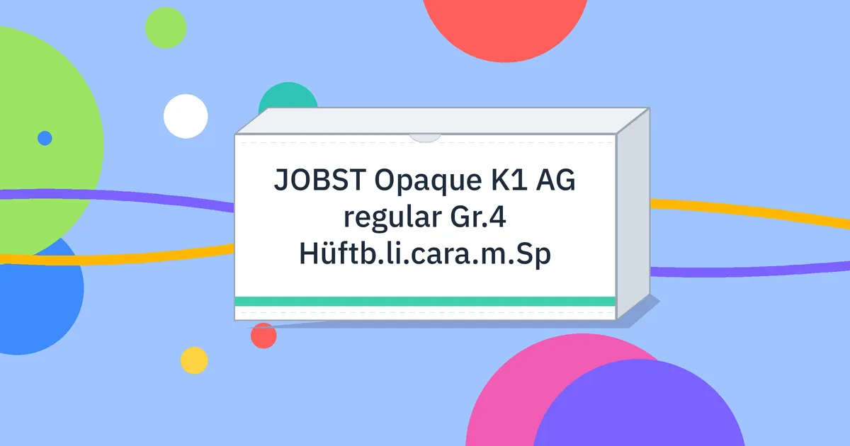 Symbolbild: Packung mit der Aufschrift JOBST Opaque K1 AG regular Gr.4 Hüftb.li.cara.m.Sp (PZN 13099709) – Verfügbarkeit und Bezug in Apotheken in Frankfurt am Main