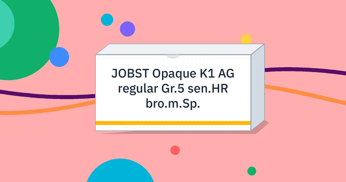 Symbolbild: Packung mit der Aufschrift JOBST Opaque K1 AG regular Gr.5 sen.HR bro.m.Sp. (PZN 13092386) – Verfügbarkeit und Bezug in Apotheken in Frankfurt am Main