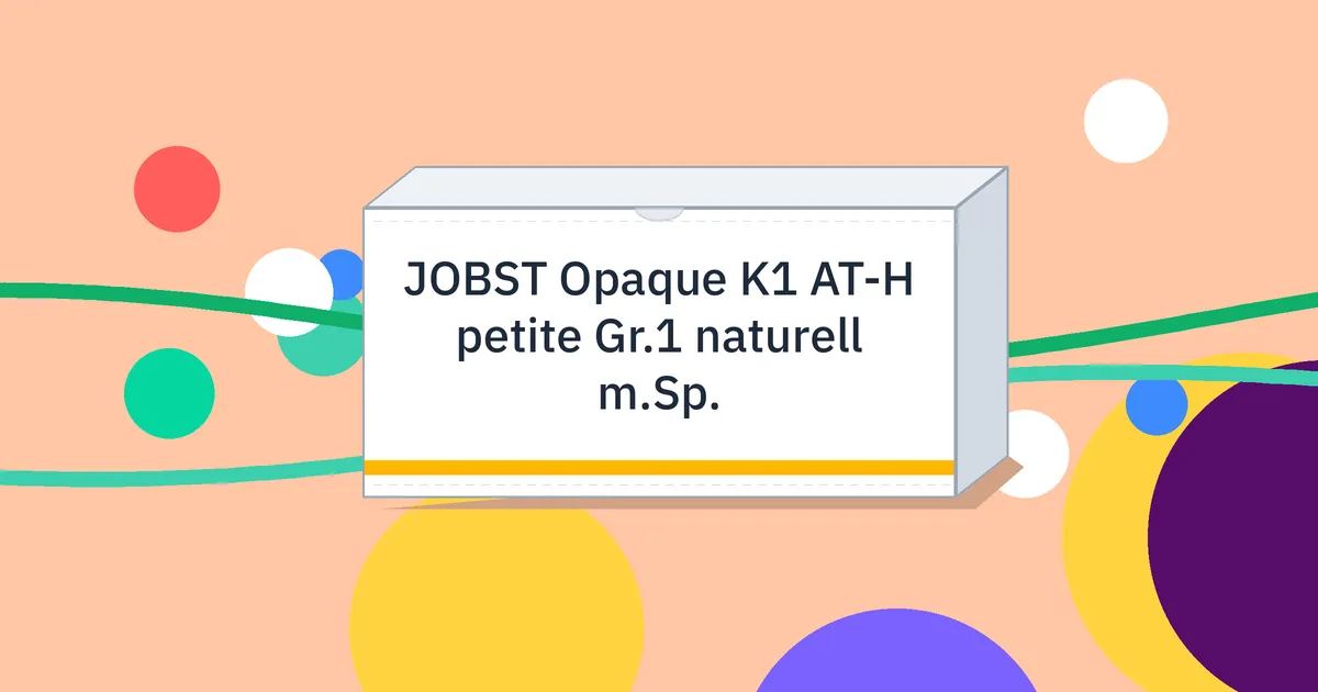 Symbolbild: Packung mit der Aufschrift JOBST Opaque K1 AT-H petite Gr.1 naturell m.Sp. (PZN 13101990) – Verfügbarkeit und Bezug in Apotheken in Frankfurt am Main