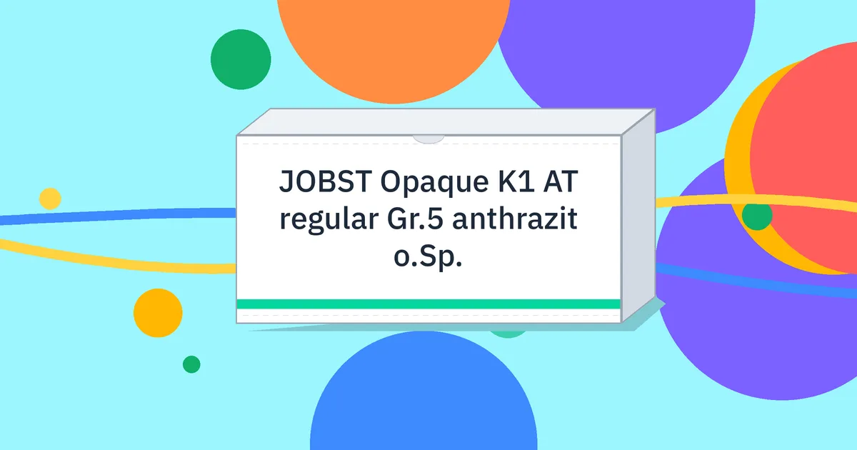 Symbolbild: Packung mit der Aufschrift JOBST Opaque K1 AT regular Gr.5 anthrazit o.Sp. (PZN 16274308) – Verfügbarkeit und Bezug in Apotheken in Frankfurt am Main