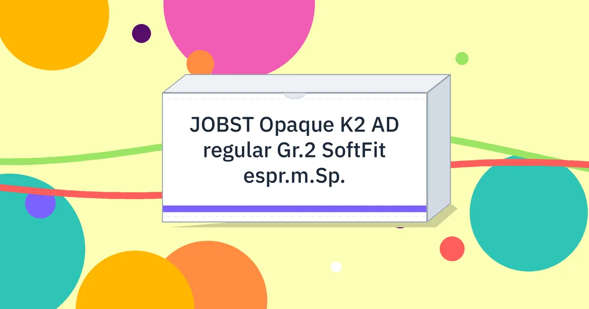 Symbolbild: Packung mit der Aufschrift JOBST Opaque K2 AD regular Gr.2 SoftFit espr.m.Sp. (PZN 16278269) – Verfügbarkeit und Bezug in Apotheken in Frankfurt am Main