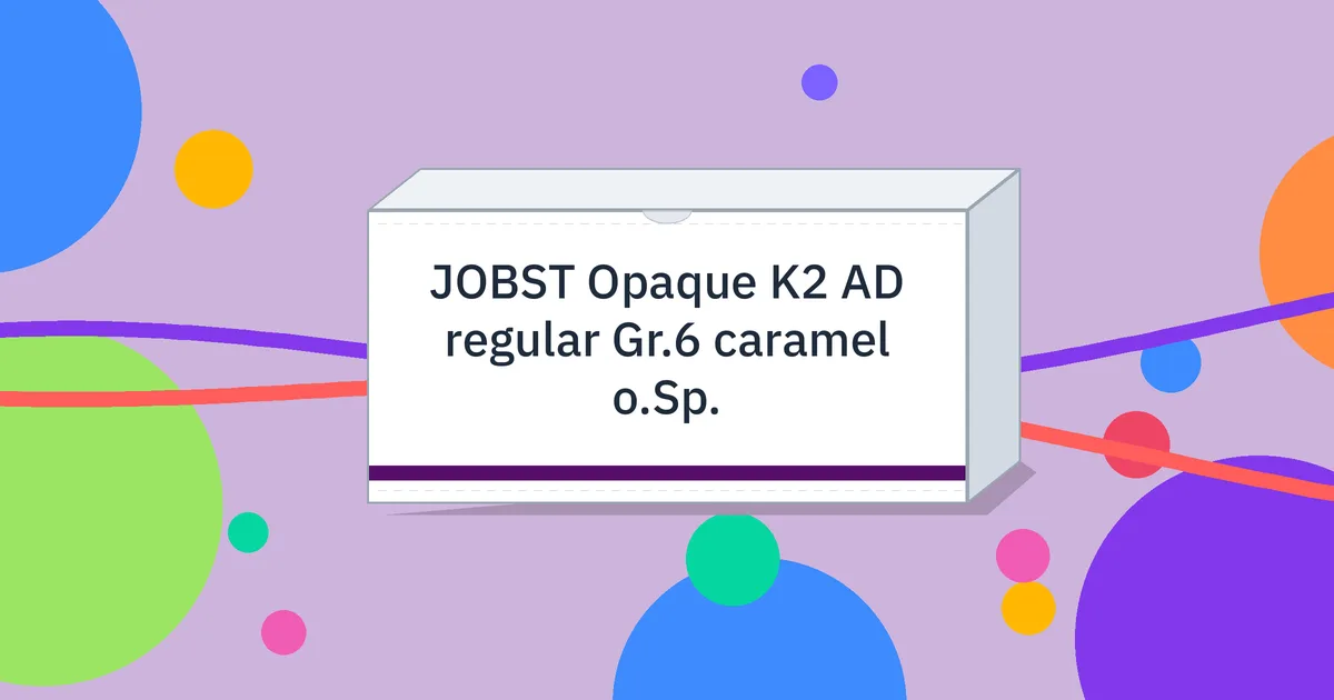 Symbolbild: Packung mit der Aufschrift JOBST Opaque K2 AD regular Gr.6 caramel o.Sp. (PZN 11251886) – Verfügbarkeit und Bezug in Apotheken in Frankfurt am Main