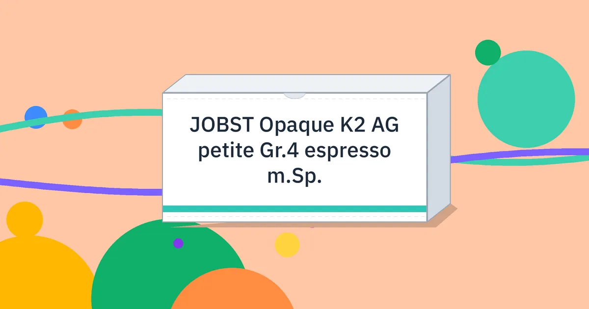 Symbolbild: Packung mit der Aufschrift JOBST Opaque K2 AG petite Gr.4 espresso m.Sp. (PZN 16285571) – Verfügbarkeit und Bezug in Apotheken in Frankfurt am Main