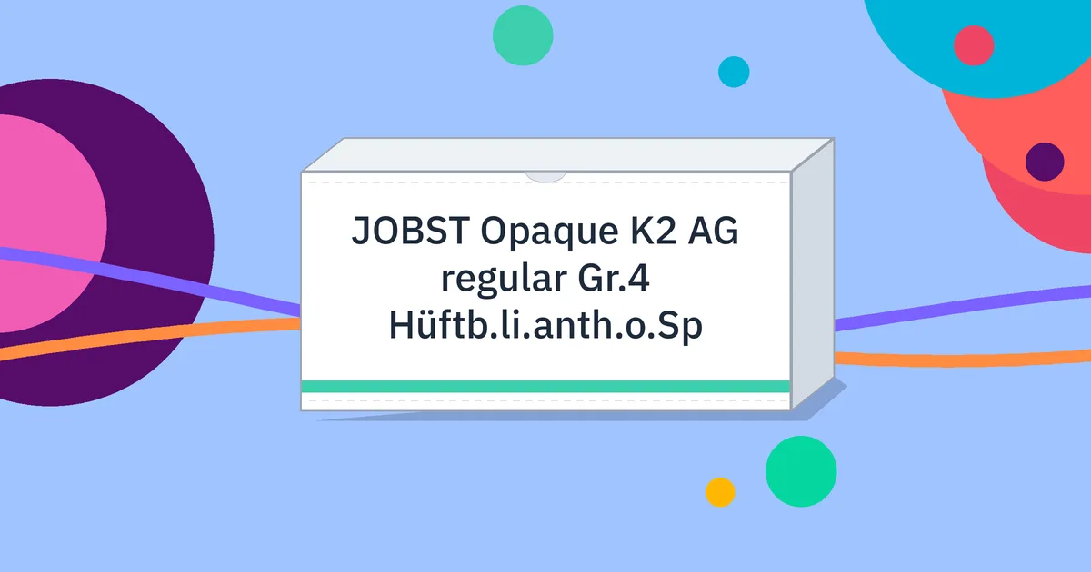Symbolbild: Packung mit der Aufschrift JOBST Opaque K2 AG regular Gr.4 Hüftb.li.anth.o.Sp (PZN 16287618) – Verfügbarkeit und Bezug in Apotheken in Frankfurt am Main