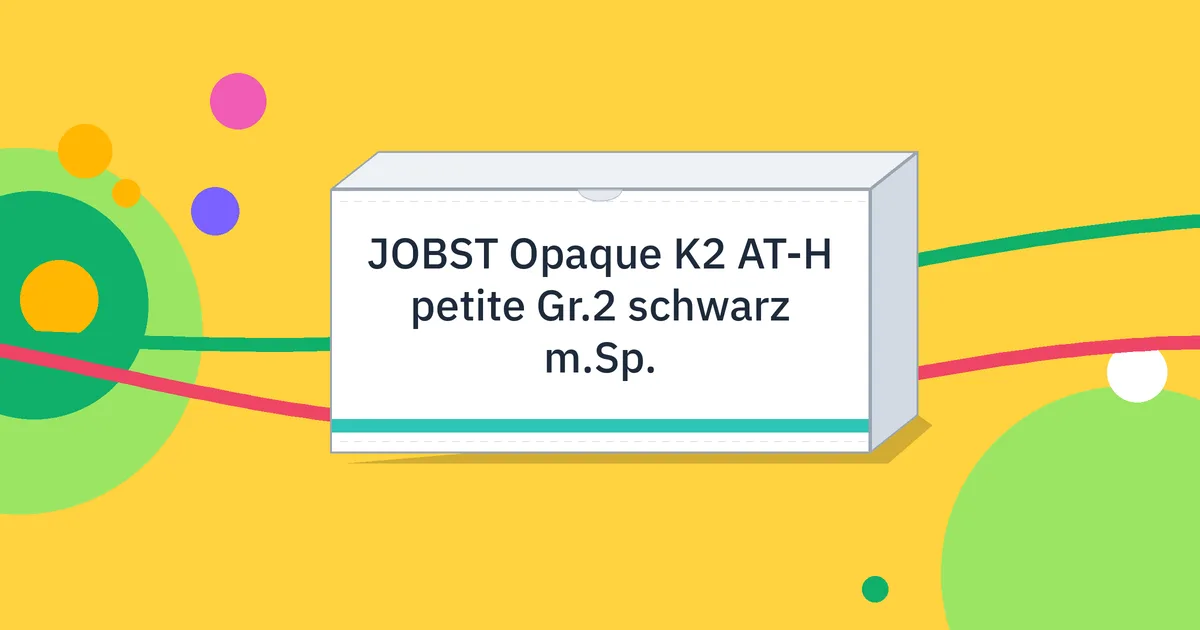 Symbolbild: Packung mit der Aufschrift JOBST Opaque K2 AT-H petite Gr.2 schwarz m.Sp. (PZN 13118140) – Verfügbarkeit und Bezug in Apotheken in Frankfurt am Main
