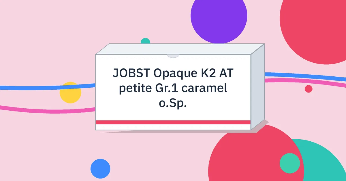 Symbolbild: Packung mit der Aufschrift JOBST Opaque K2 AT petite Gr.1 caramel o.Sp. (PZN 11257334) – Verfügbarkeit und Bezug in Apotheken in Frankfurt am Main